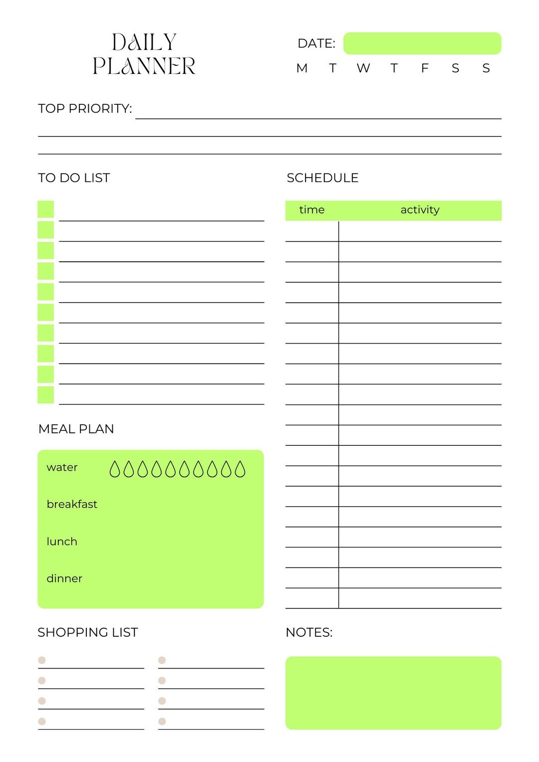 2024 Daily Planner to Print 1 Page per Day Printable Dated Planner in ...