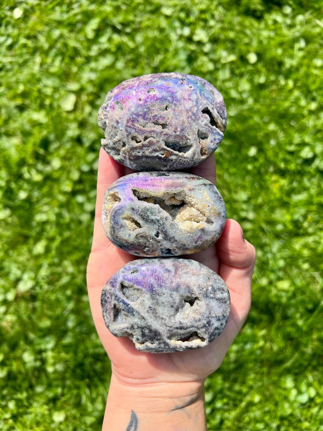 Druzy Sphalerite Titanium Aura Palm Stones (one Palm) - Etsy