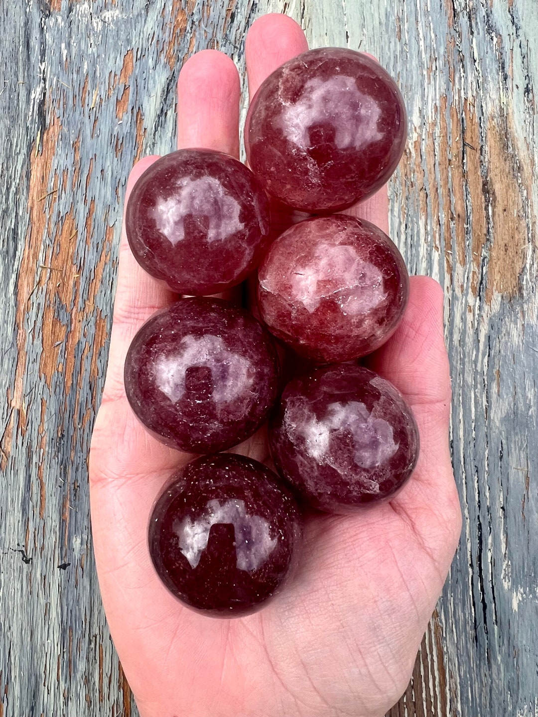 Sparkling Strawberry Quartz Mini Spheres - Polished (one Piece) - Etsy