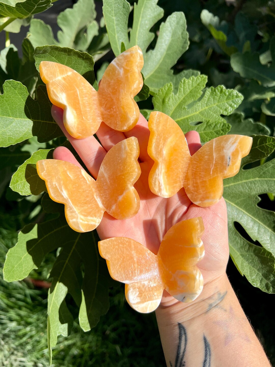Orange Calcite 3D Butterflies | Orange Calcite Crystal Butterfly ...