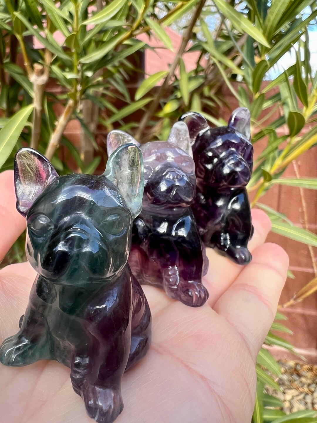 Rainbow Fluorite Pug Dog Carving | Polished | Crystal Dog Carving ...