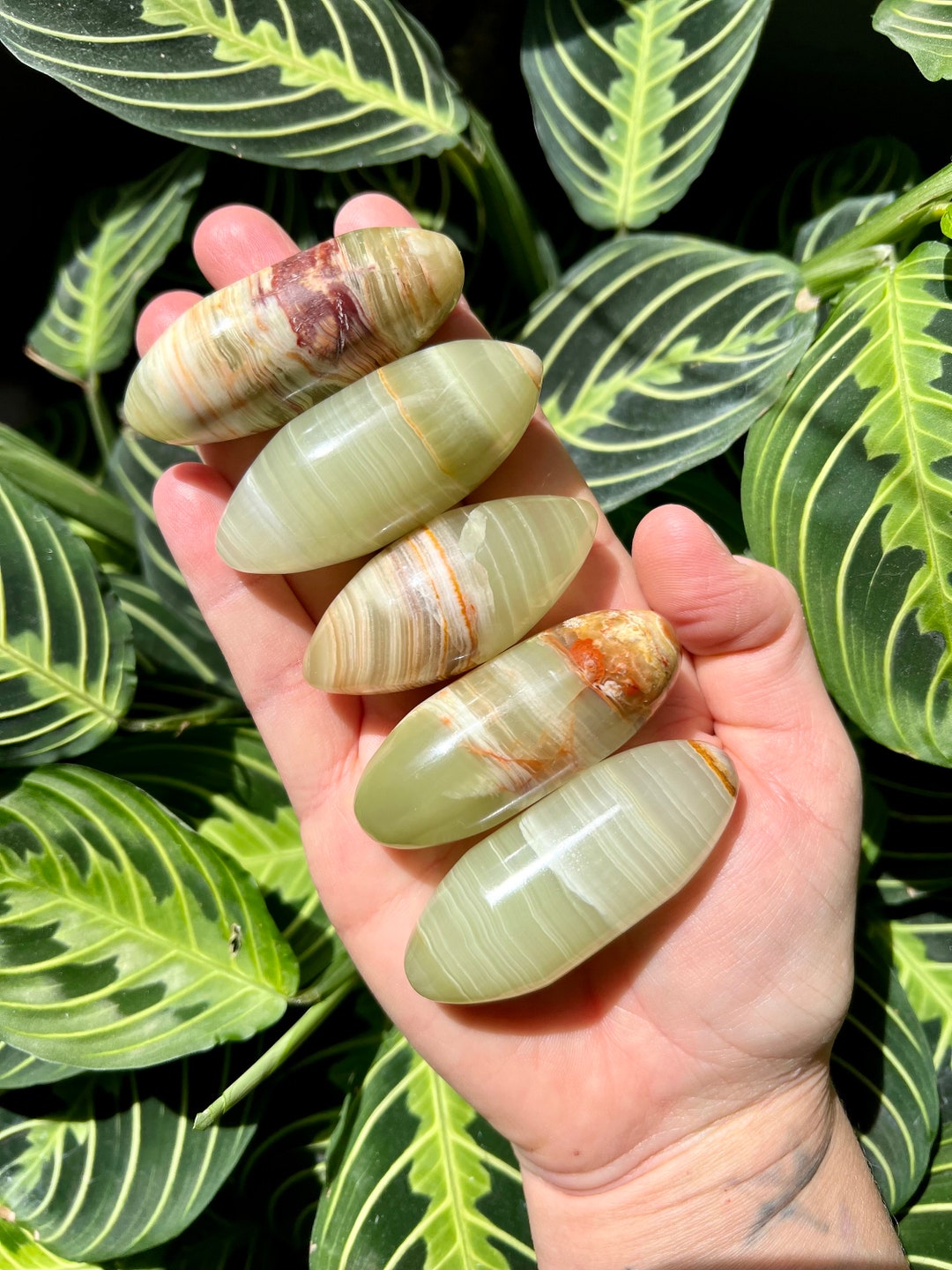 Green Onyx Shiva Stones | Banded Green Onyx Lingam - Etsy