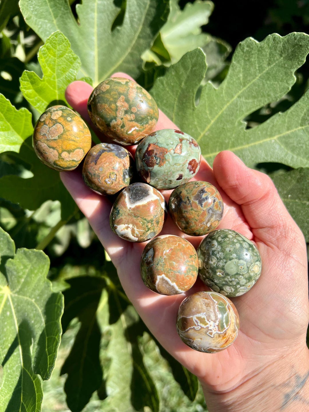 Rainforest Jasper Rhyolite Tumbled Stone | Rainforest Jasper Pocket ...