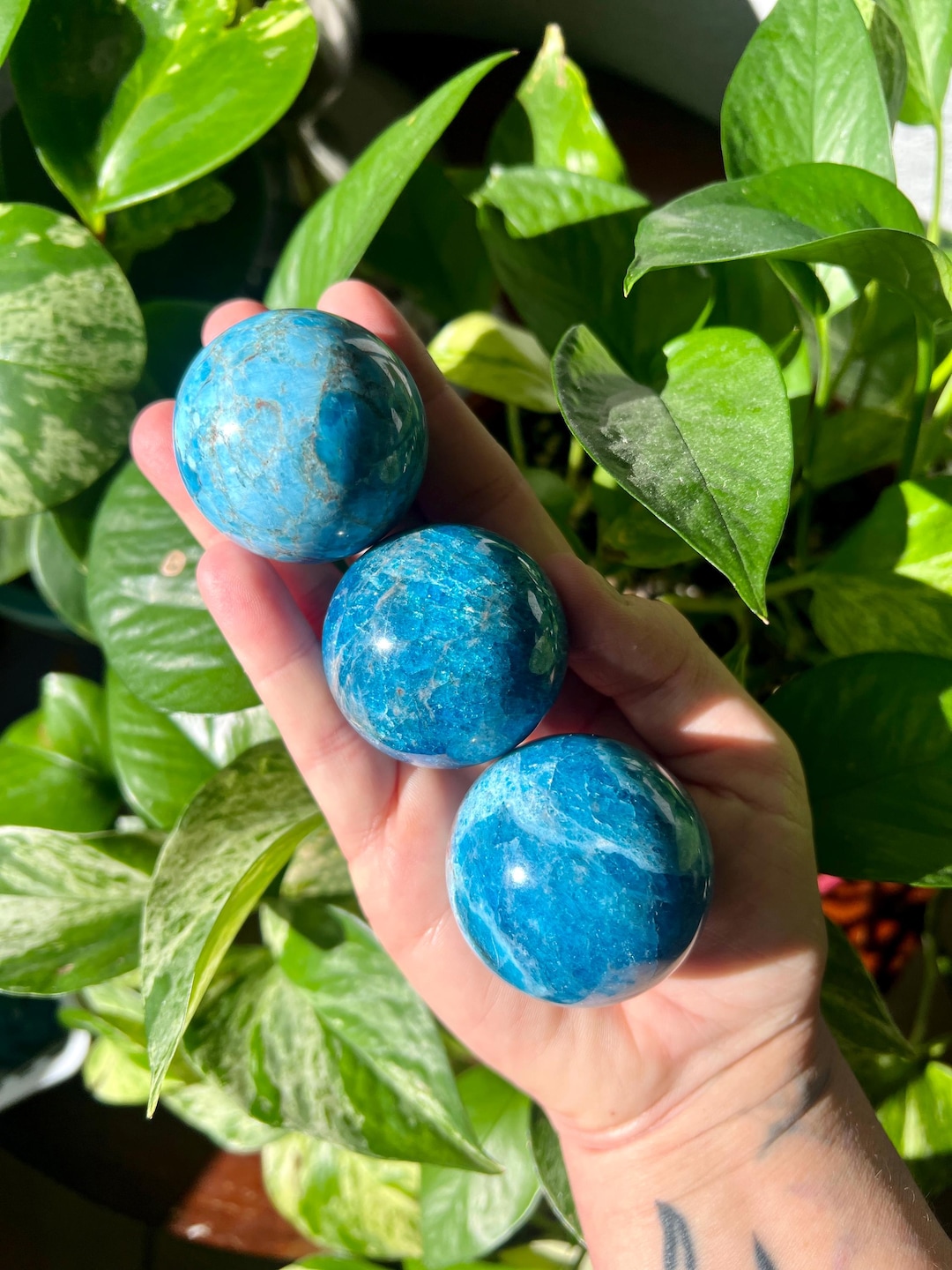 Gemmy Blue Apatite Spheres | Blue Apatite (you Choose) - Etsy