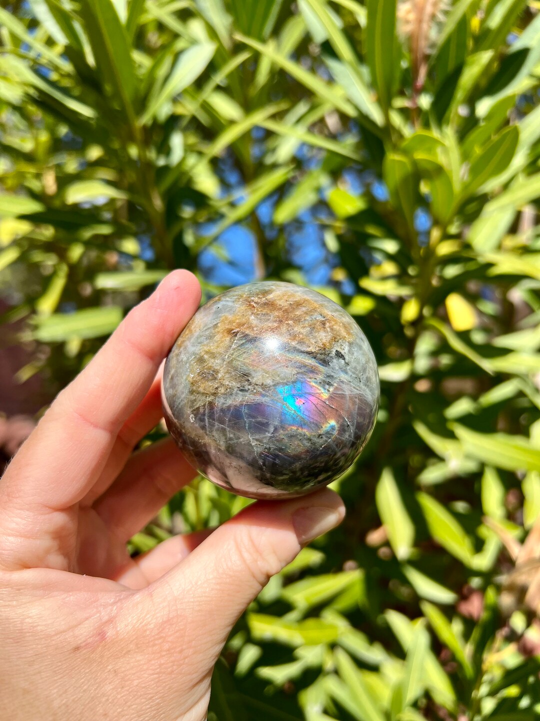Rainbow Flash Labradorite Sphere Purple Labradorite Sphere - Etsy