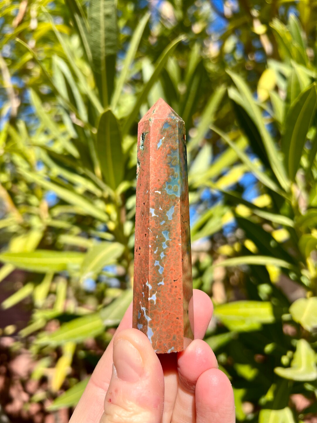 Druzy Veinless Ocean Jasper Point Polished Orbicular Ocean Jasper Pink ...