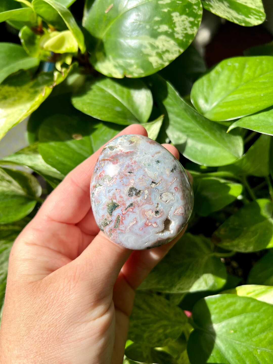 Blue Ocean Jasper Palm Stone | Ocean Jasper Pocket Stone - Etsy