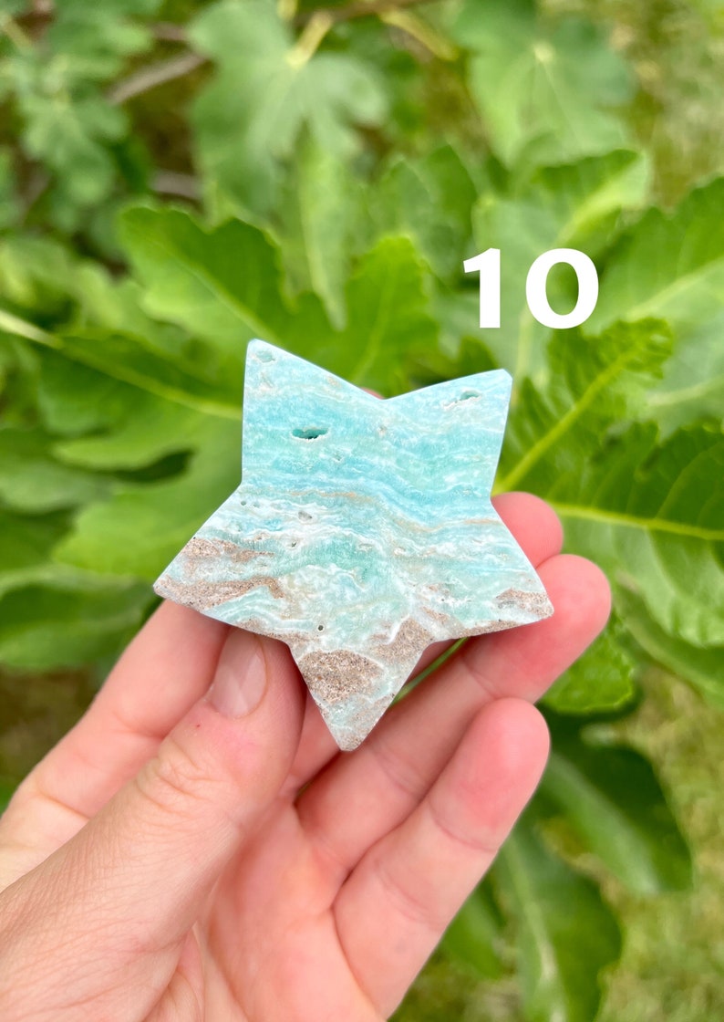 Blue Aragonite Puffy Stars | Blue Aragonite Crystal Star Carvings (you ...
