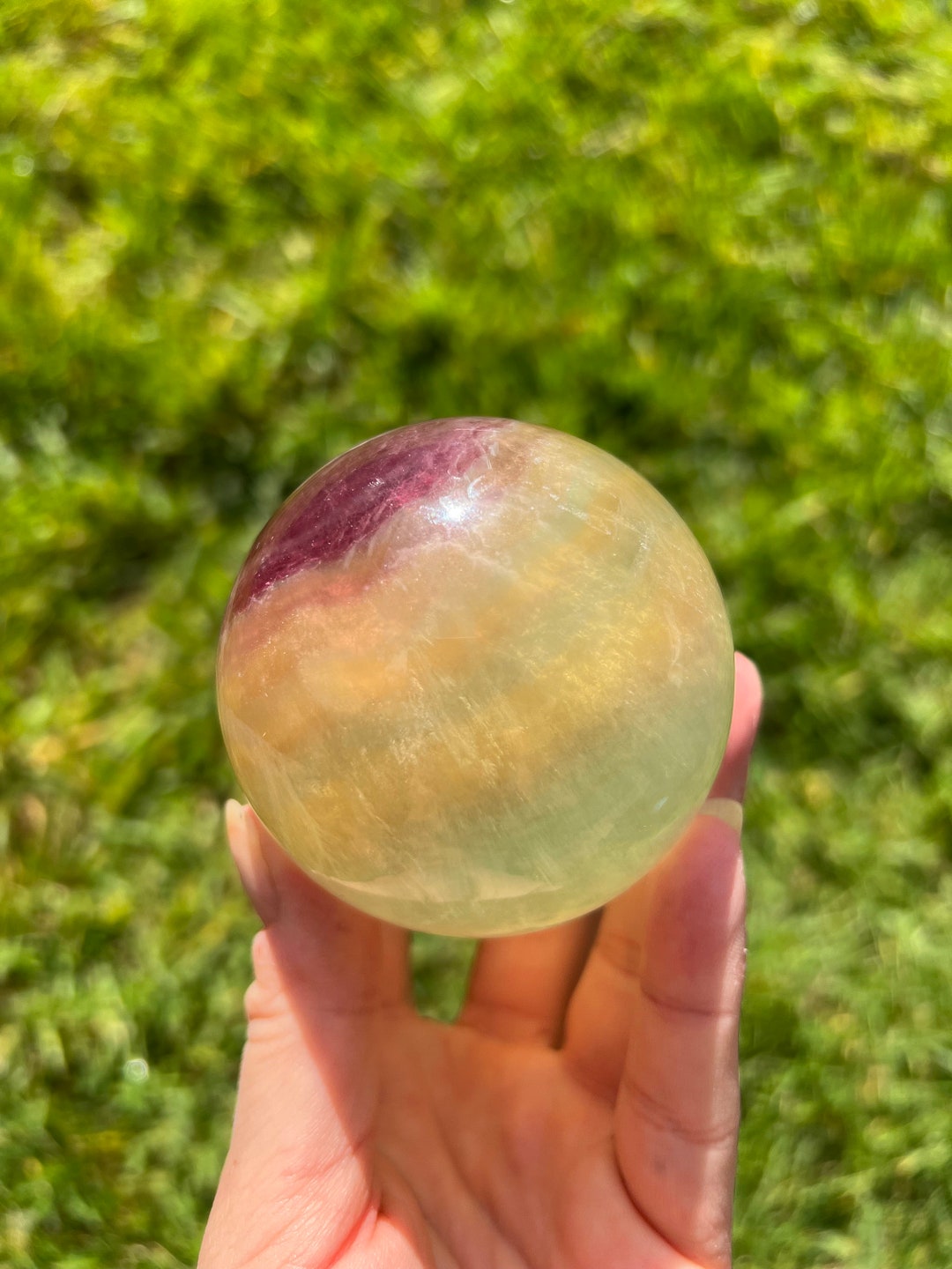 Large Candy Fluorite Sphere | Polished | Green Purple Yellow Fluorite ...