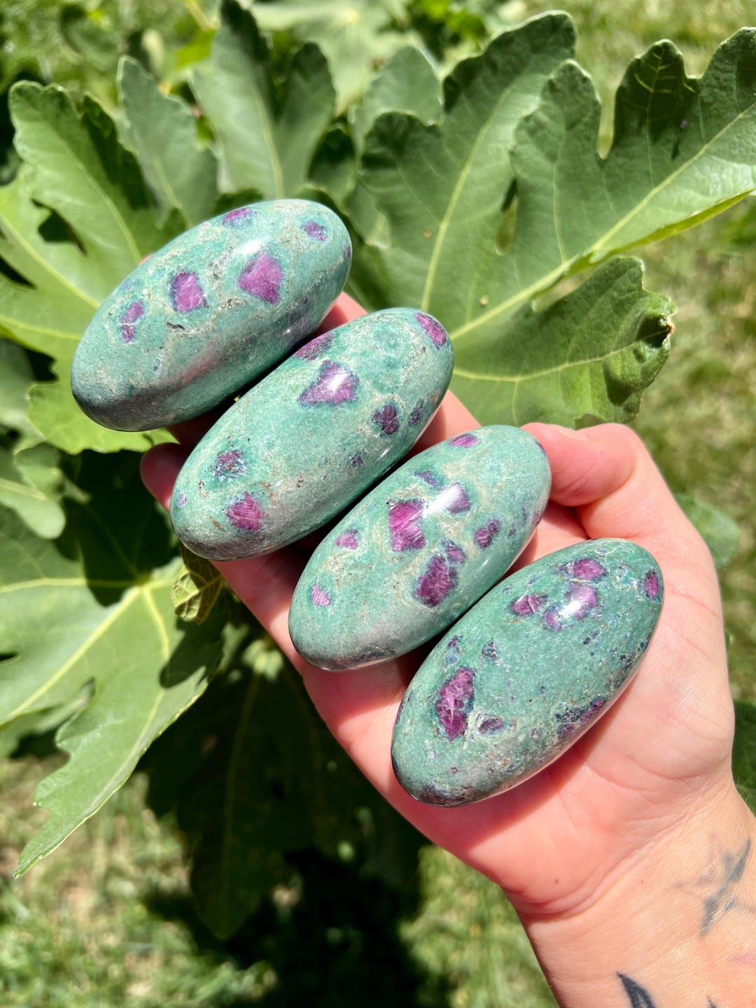 Ruby in Fuchsite Shiva Stones | UV Reactive Ruby Fuchsite Pocket Stones - Etsy