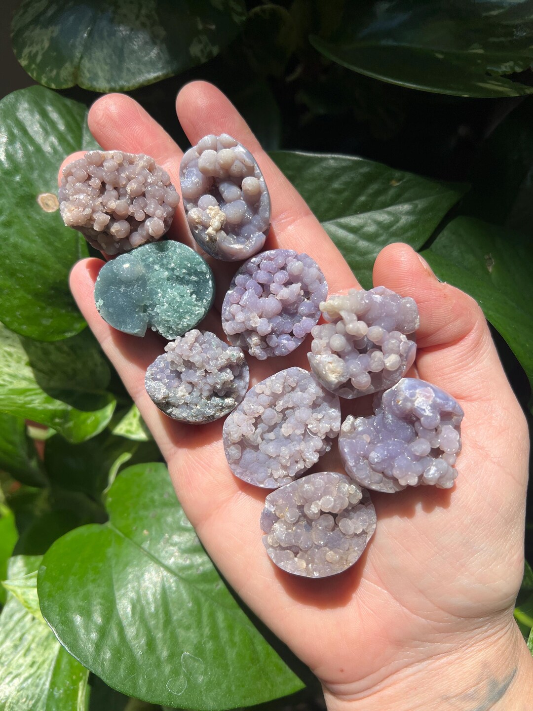 Grape Agate Tumbled Stones | Sparkling Druzy Grape Agate Pieces - Etsy