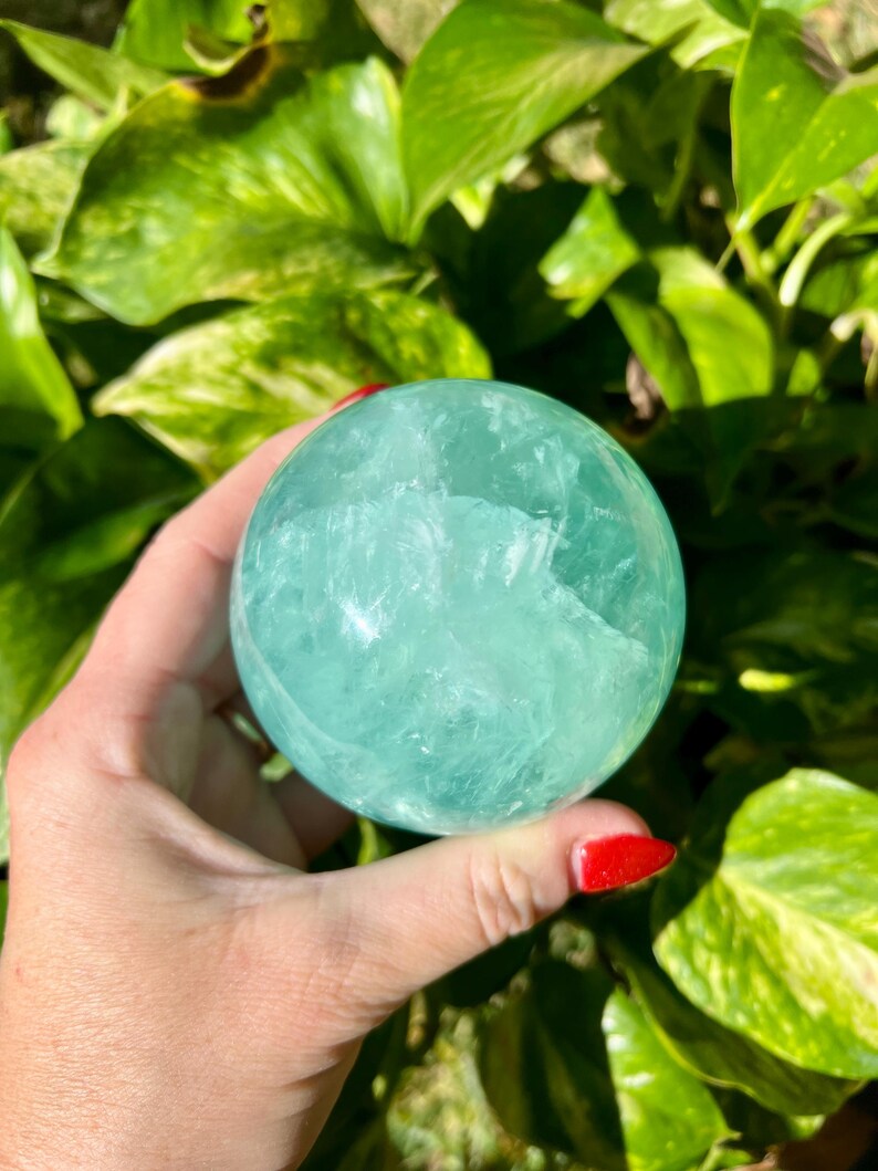 Gemmy Green Fluorite Sphere | Baja Blast Fluorite - Etsy