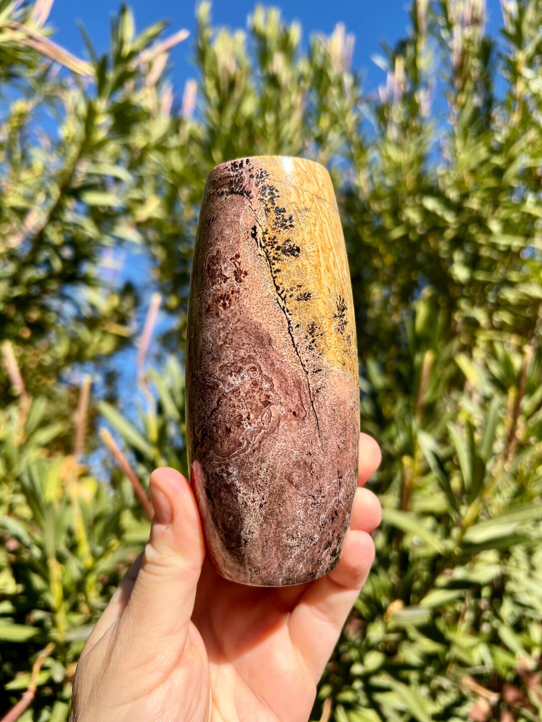 Picture Jasper Flower Vase | Picture Jasper Vase Carving | Dendritic ...