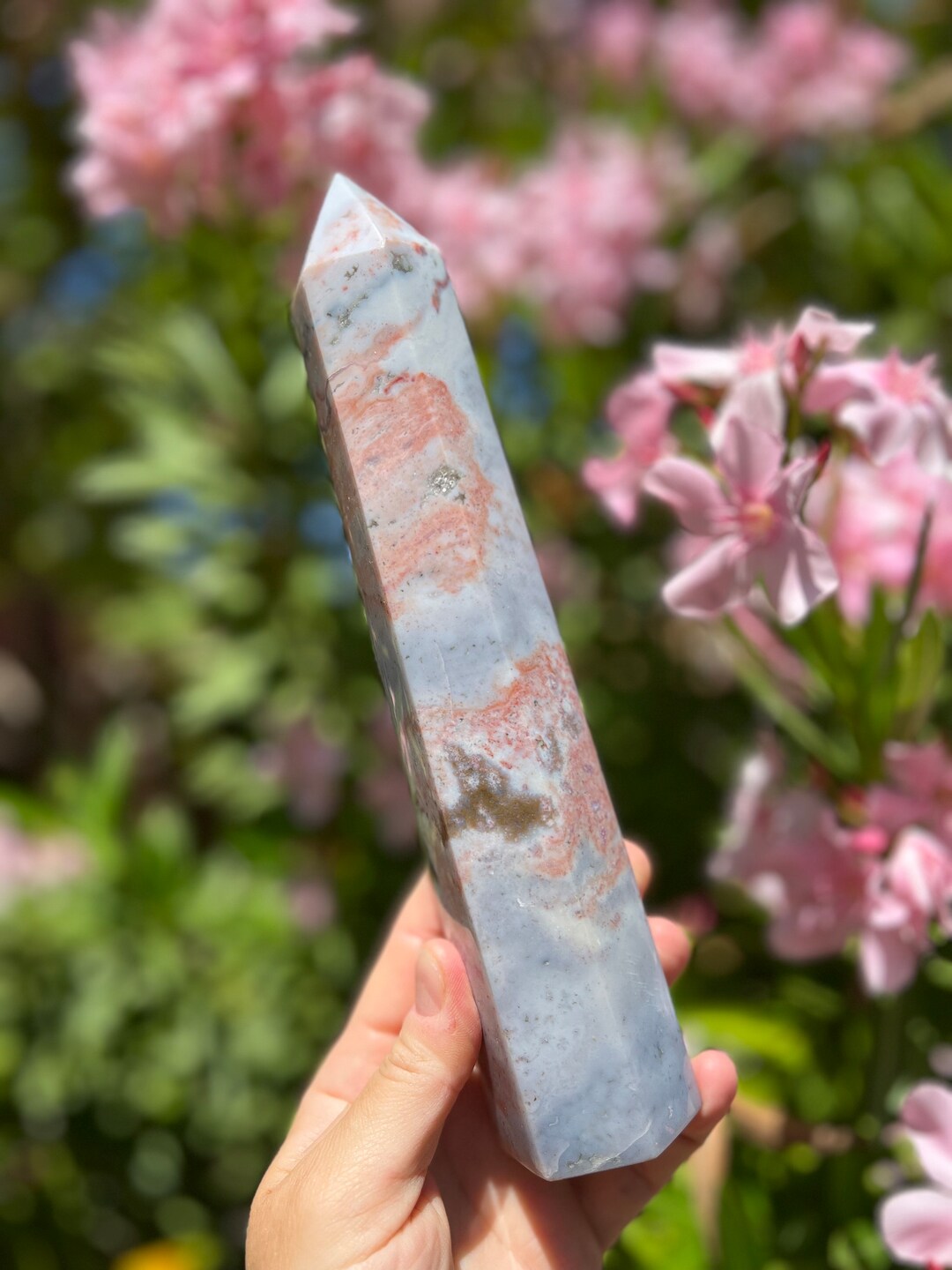 XL Pink & Blue Ocean Jasper Tower | Pastel Ocean Jasper Tower - Etsy