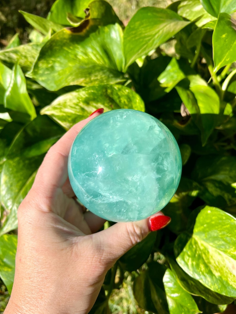 Gemmy Green Fluorite Sphere | Baja Blast Fluorite - Etsy