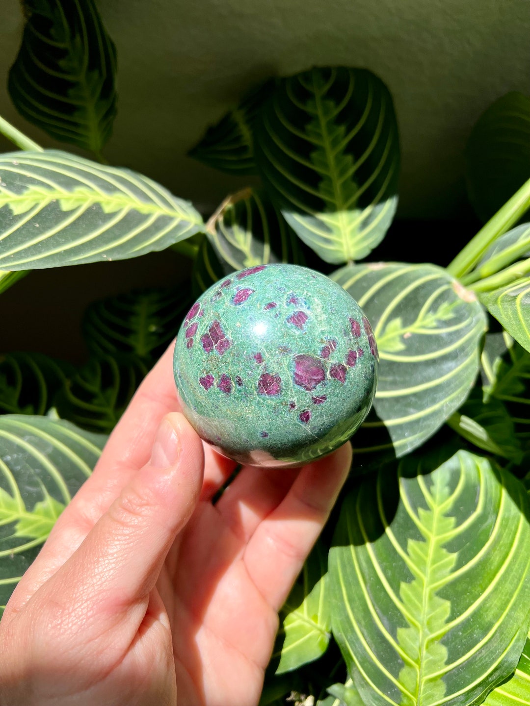 Ruby in Fuchsite Sphere | UV Reactive Ruby Fuchsite Sphere - Etsy