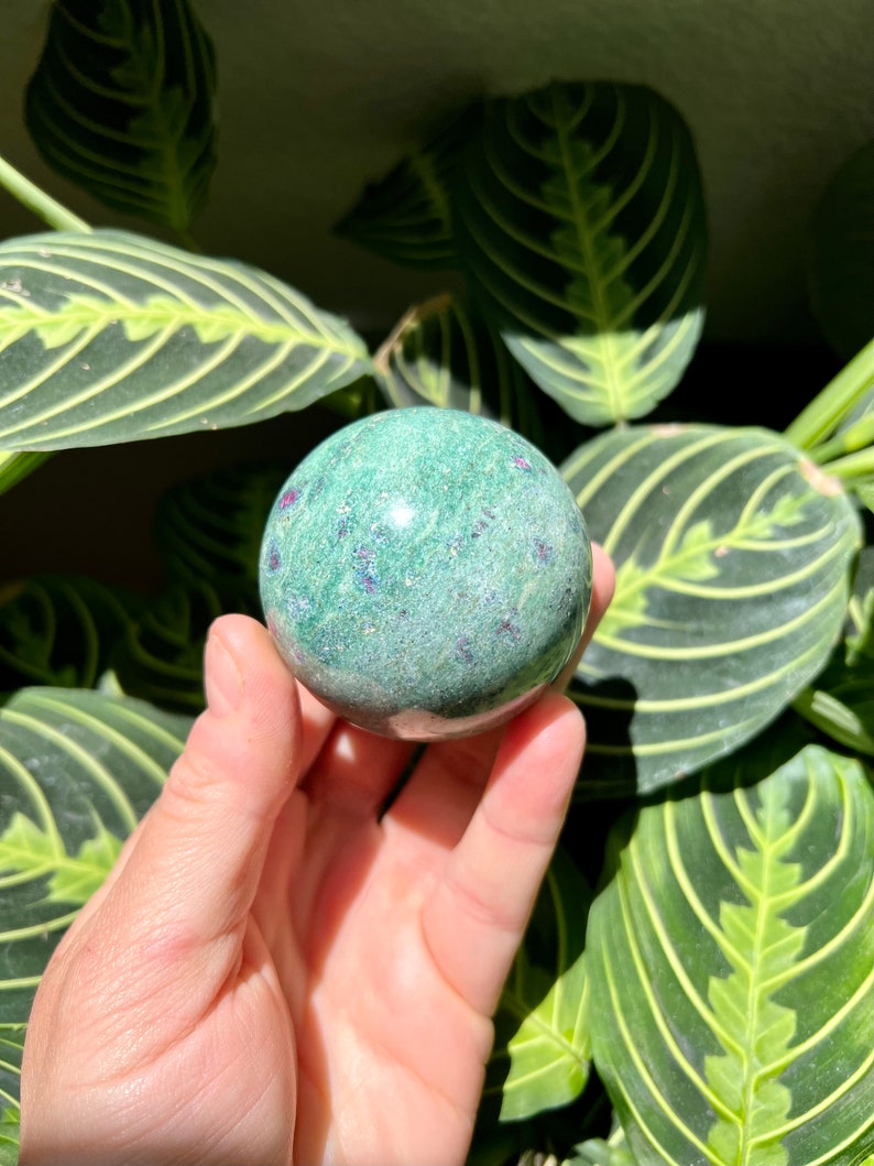 Ruby in Fuchsite Sphere | UV Reactive Ruby Fuchsite Sphere - Etsy