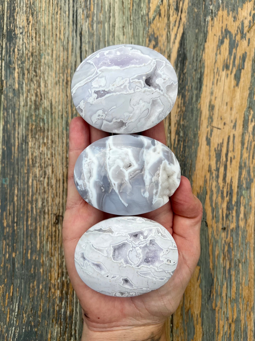 Large Druzy Plume Agate Palm Stones From Indonesia - Polished - Druzy ...