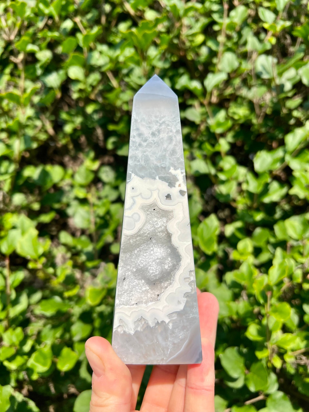 Blue Agate X Quartz Tower With Sugar Druzy - High Quality - Polished ...