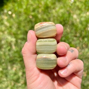 Green Onyx Tumbled Stones | Banded Green Onyx Pocket Stones - Etsy