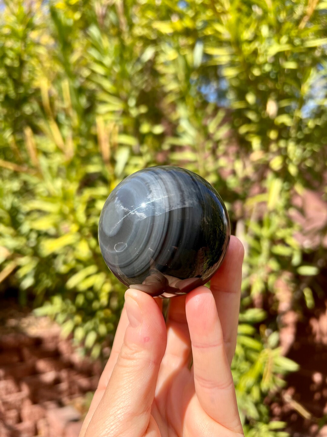 Grey and Black Banded Obsidian Sphere | Black Obsidian | Polished - Etsy