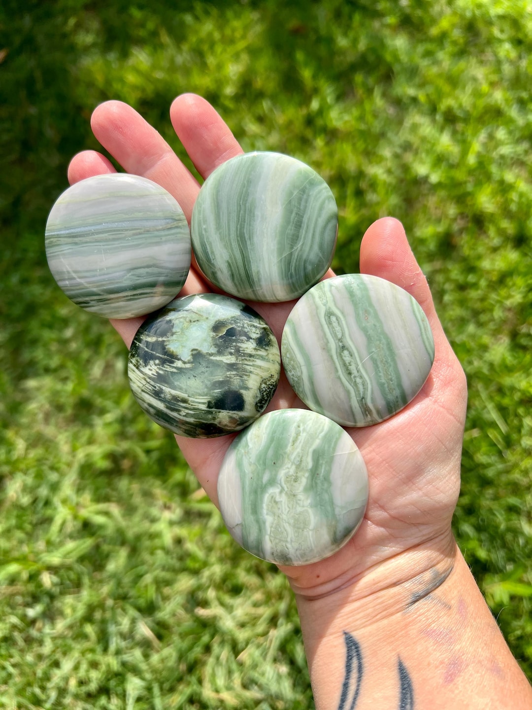 Banded Serpentine Flat Stones | Infinite Stone Pocket Stones - Etsy