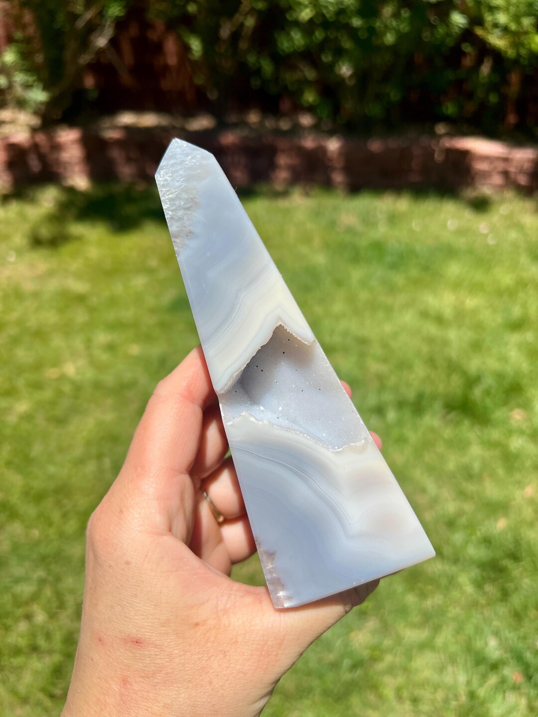 Druzy Agate X Quartz Tower | Brazilian Agate Obelisk Tower - Etsy