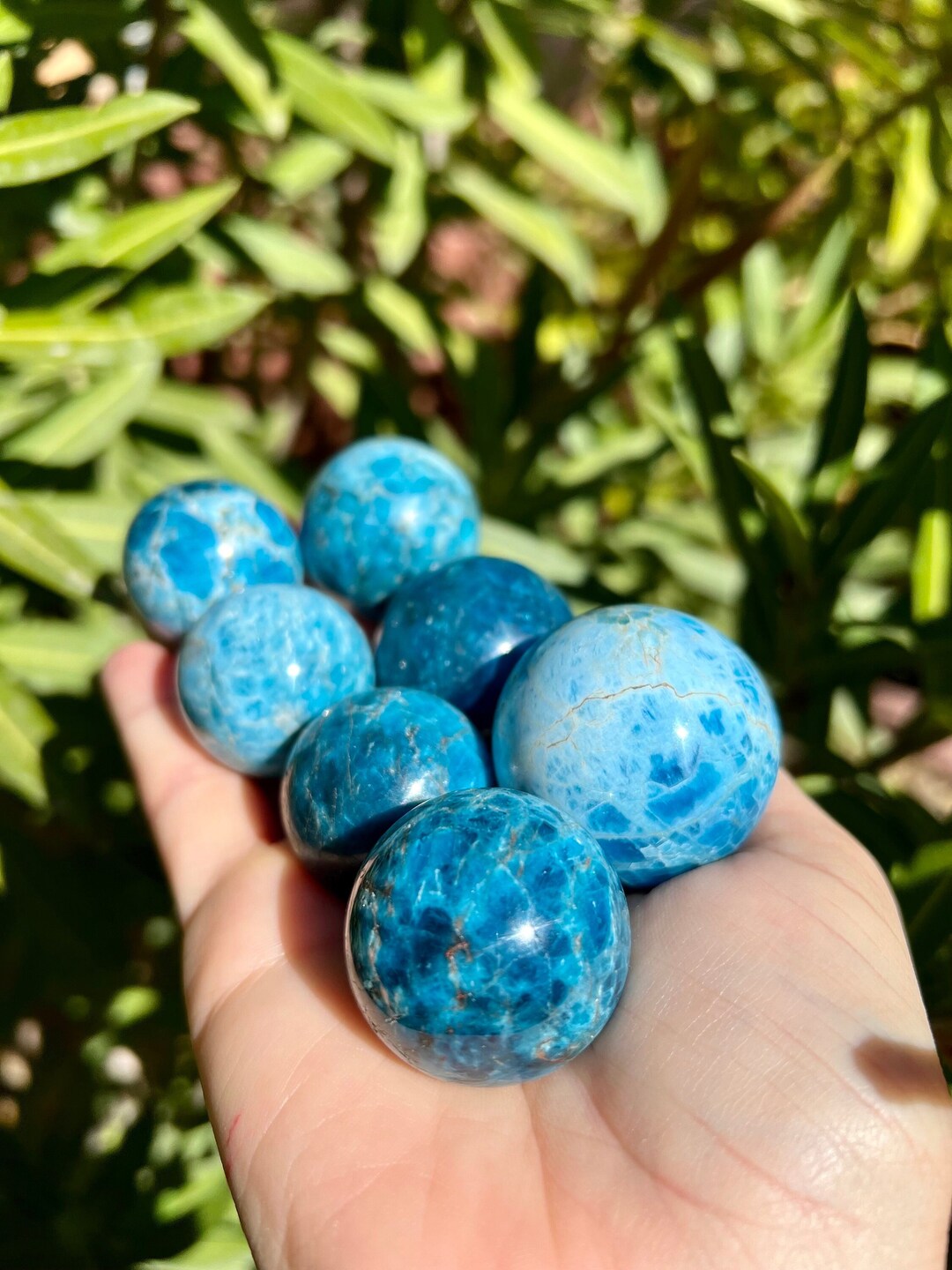 Gemmy Blue Apatite Mini Spheres - Polished - Grade A (choose Size) - Etsy