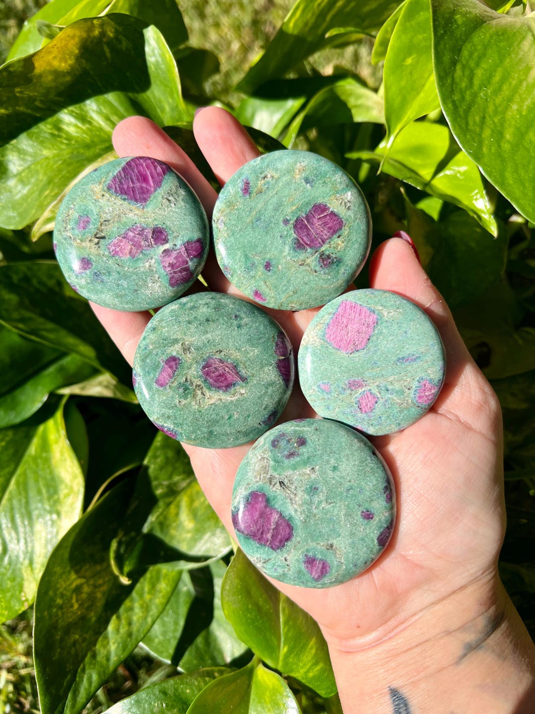 Ruby in Fuchsite Flat Stones | UV Reactive Ruby - Etsy