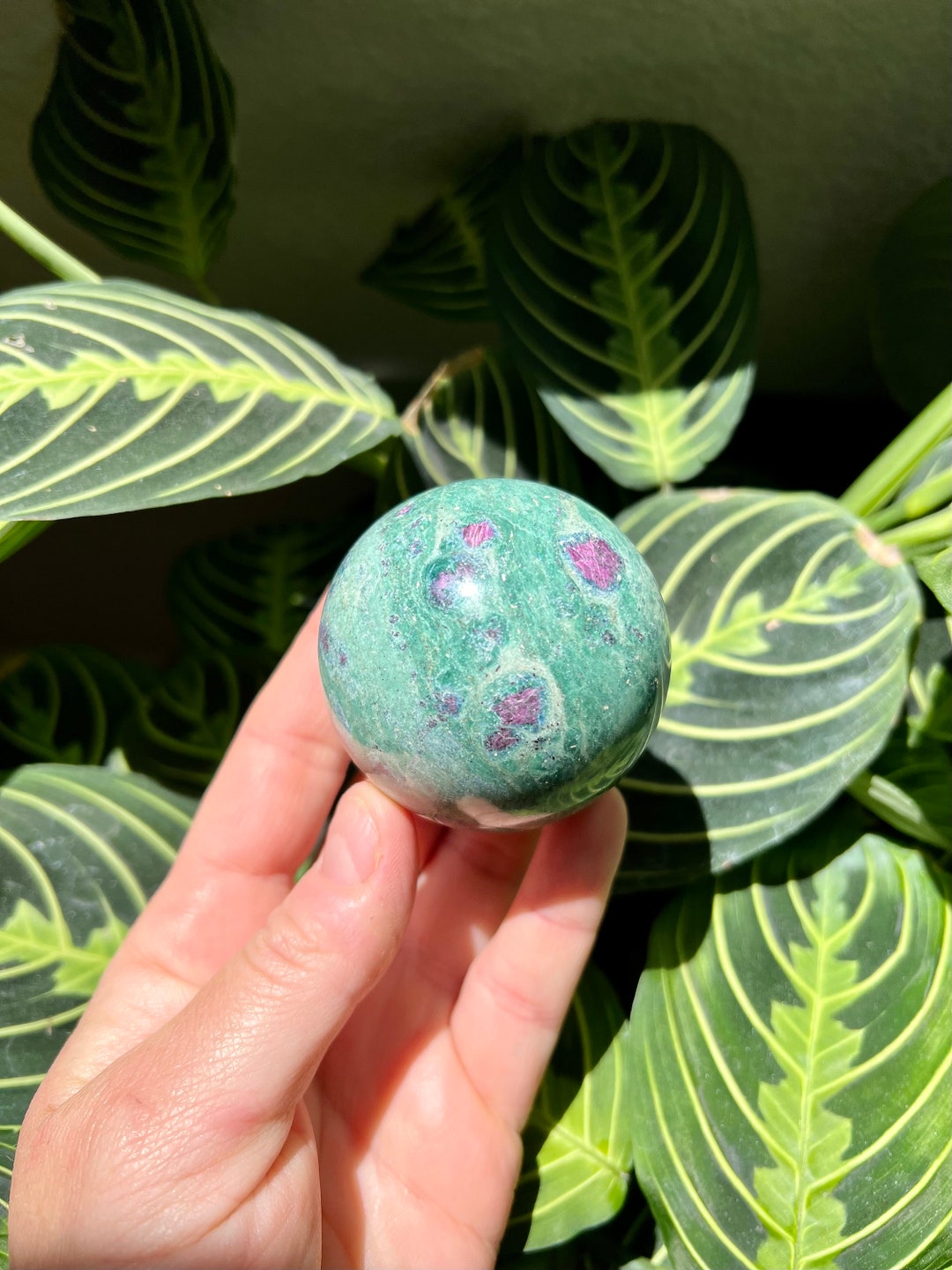 Ruby in Fuchsite Sphere | UV Reactive Ruby Fuchsite Sphere - Etsy