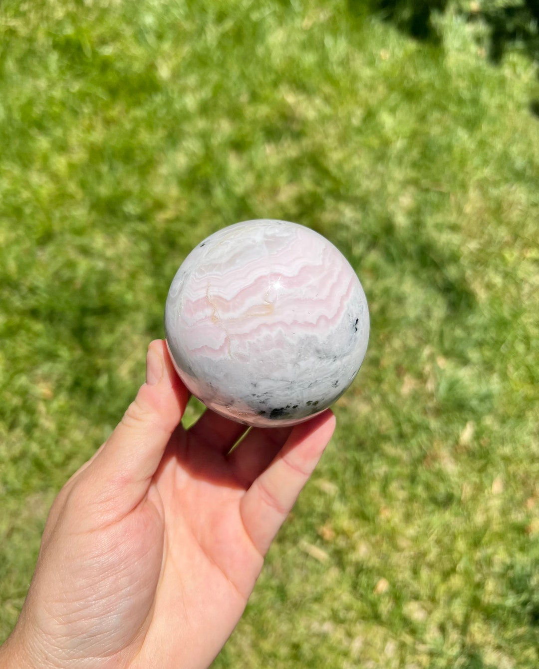 Large Peruvian Mangano Calcite Sphere With Hematite | UV Reactive ...