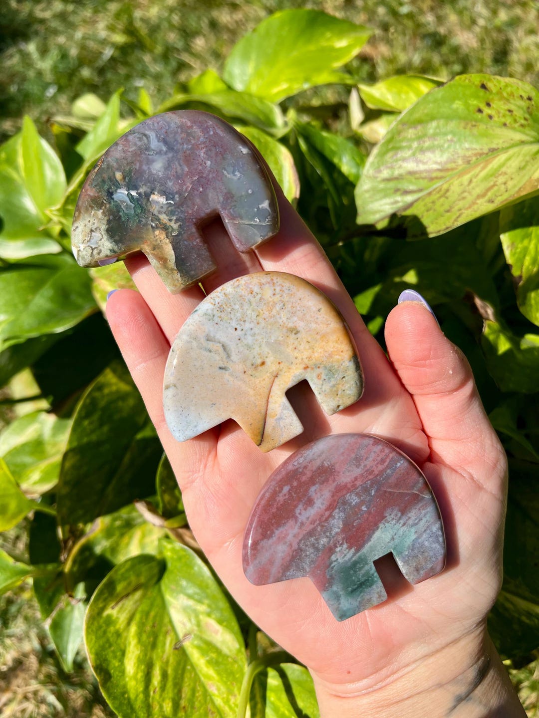Sea Jasper Mini Zuni Bears | Crystal Bear Carvings - Etsy