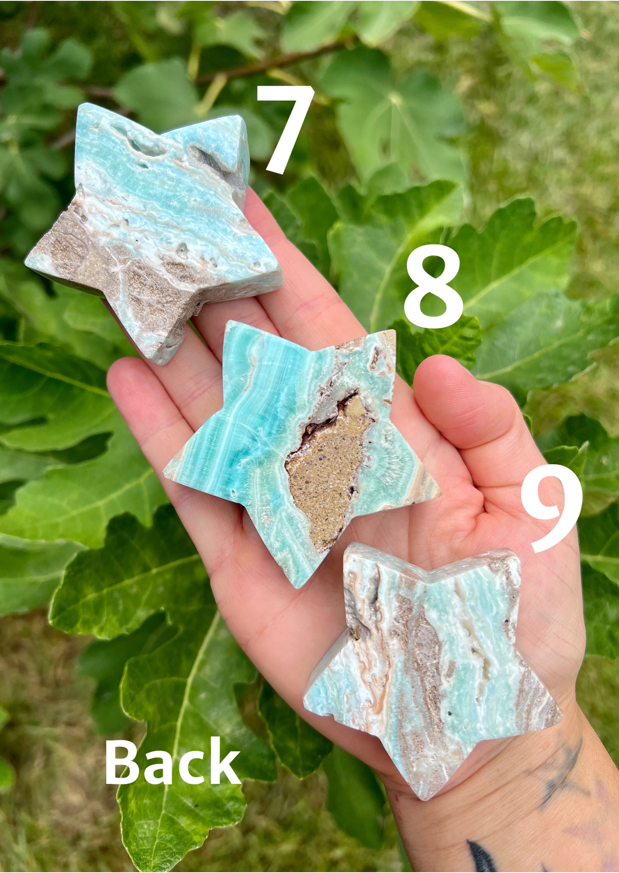 Blue Aragonite Puffy Stars | Blue Aragonite Crystal Star Carvings (you ...