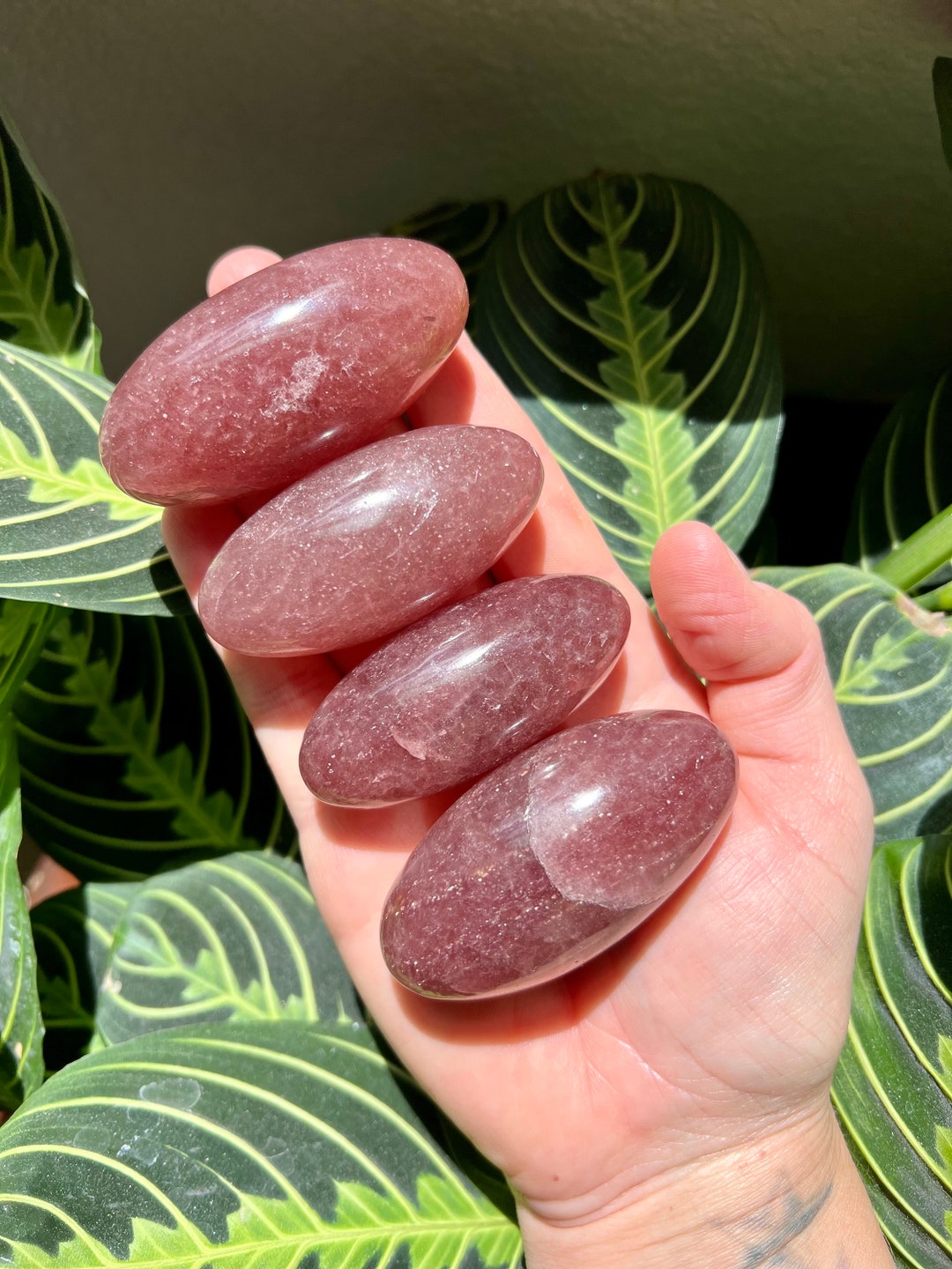 Sparkling Strawberry Quartz Shiva Stones | Strawberry Quartz Lingams - Etsy