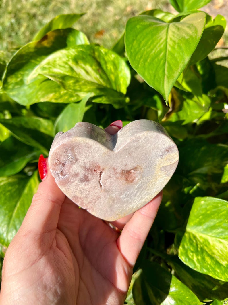 Druzy Pink Amethyst Heart | Crystal Heart Carving - Etsy UK