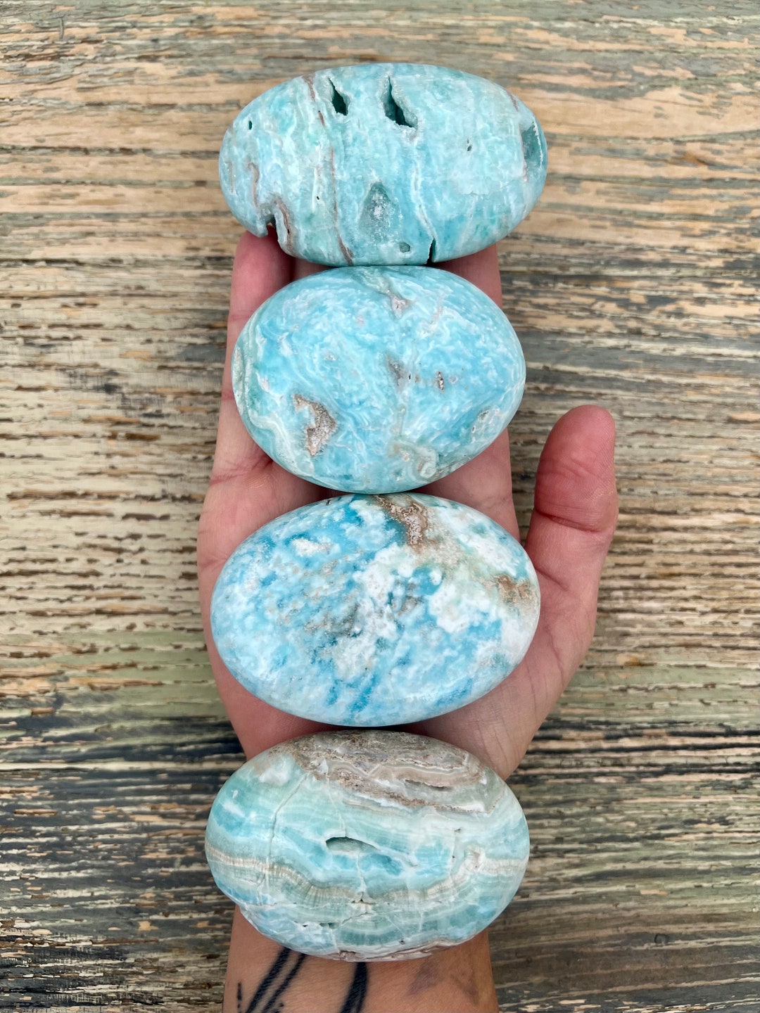 Stunning Blue Aragonite Palm Stones - Polished/raw (you Choose Size) - Etsy