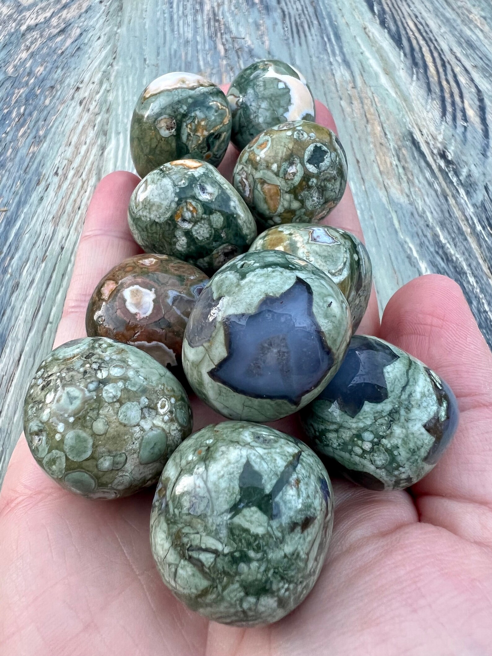Rainforest Jasper Rhyolite Tumbled Stone | Rainforest Jasper Pocket ...