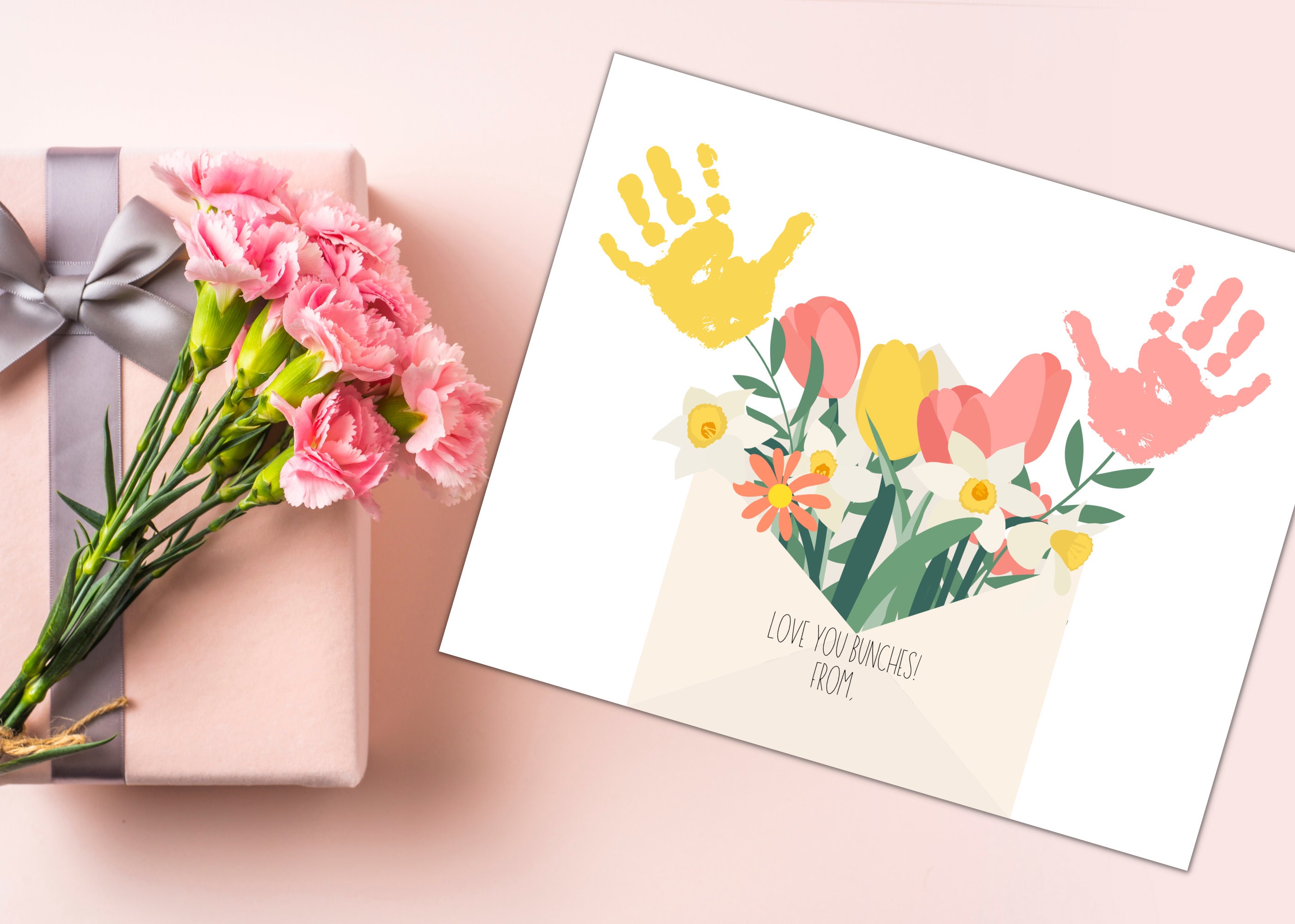 Mothers Day Handprint Flower Craft, Printable Wall Art, Mothers Day ...