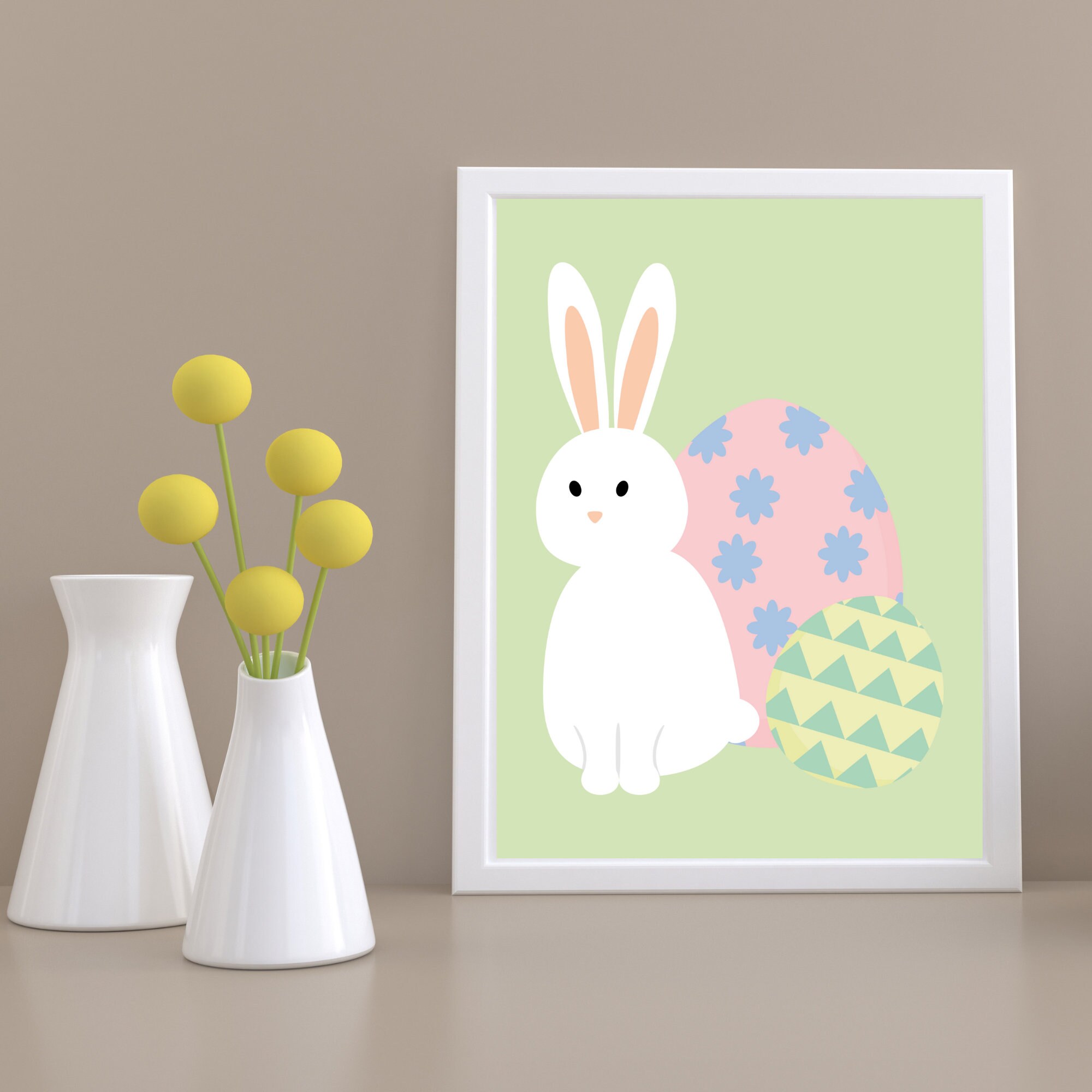 6 Pack Printable Easter Wall Art, Easter Decor, Pastel Bunnies, Spring ...