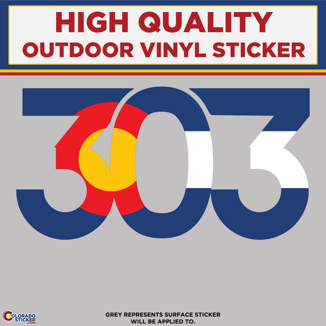 303 Die Cut Vinyl Sticker Decal With Colorado Flag Pattern303 Die Cut ...