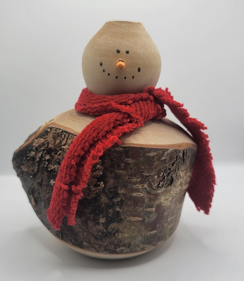 Vintage | Handcrafted Wooden Snowman - Etsy