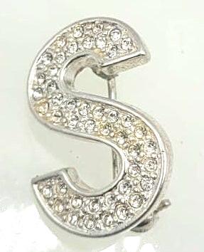 Rhinestone Letter S Glitter Custom Brooch. - Etsy