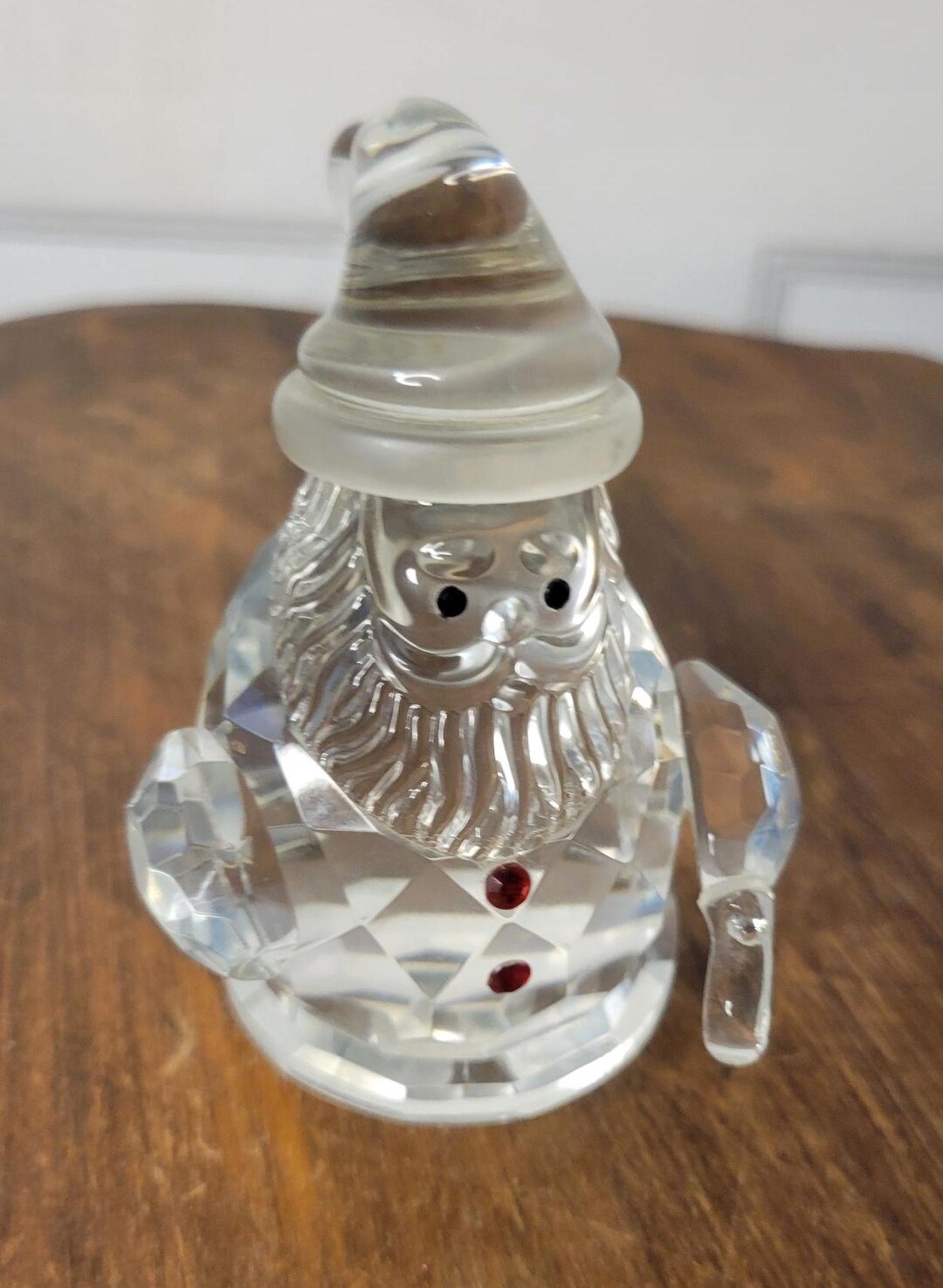 Vintage | Clear Glass Santa Claus With Red Sequin Buttons| Measures 4.5 ...