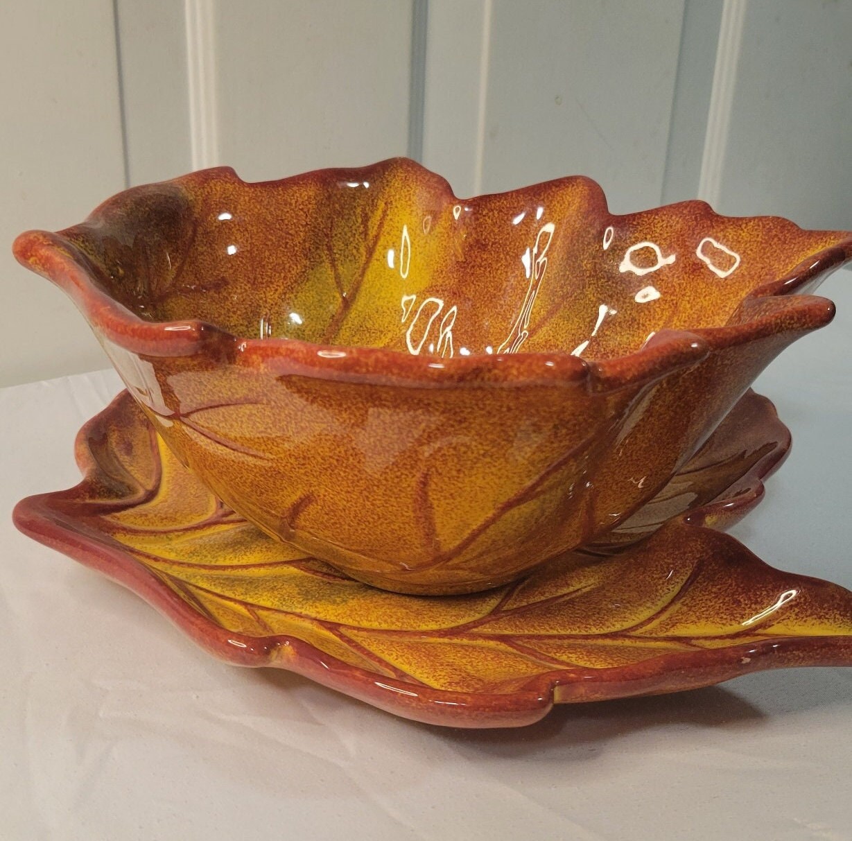 Autumn Leaf Decorative Bowl Set. Great Condition - Etsy