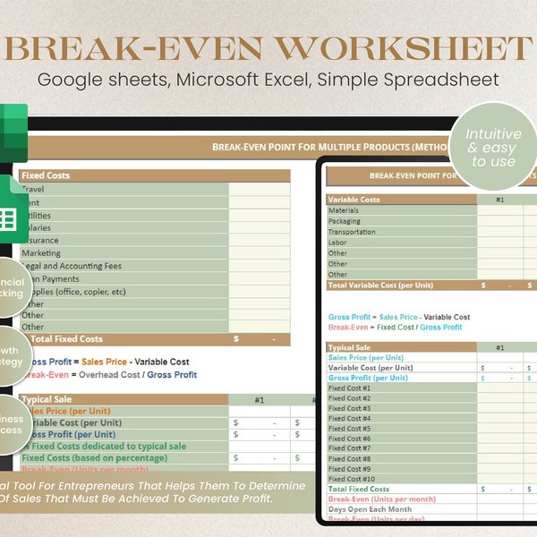 Excel Break Even - Etsy