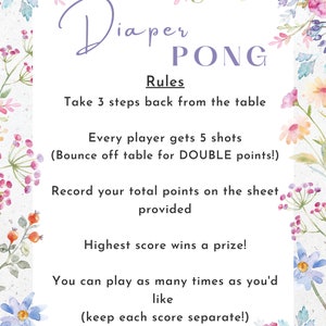 Diaper Pong Sign & Score Sheet Digital Print Baby Shower - Etsy