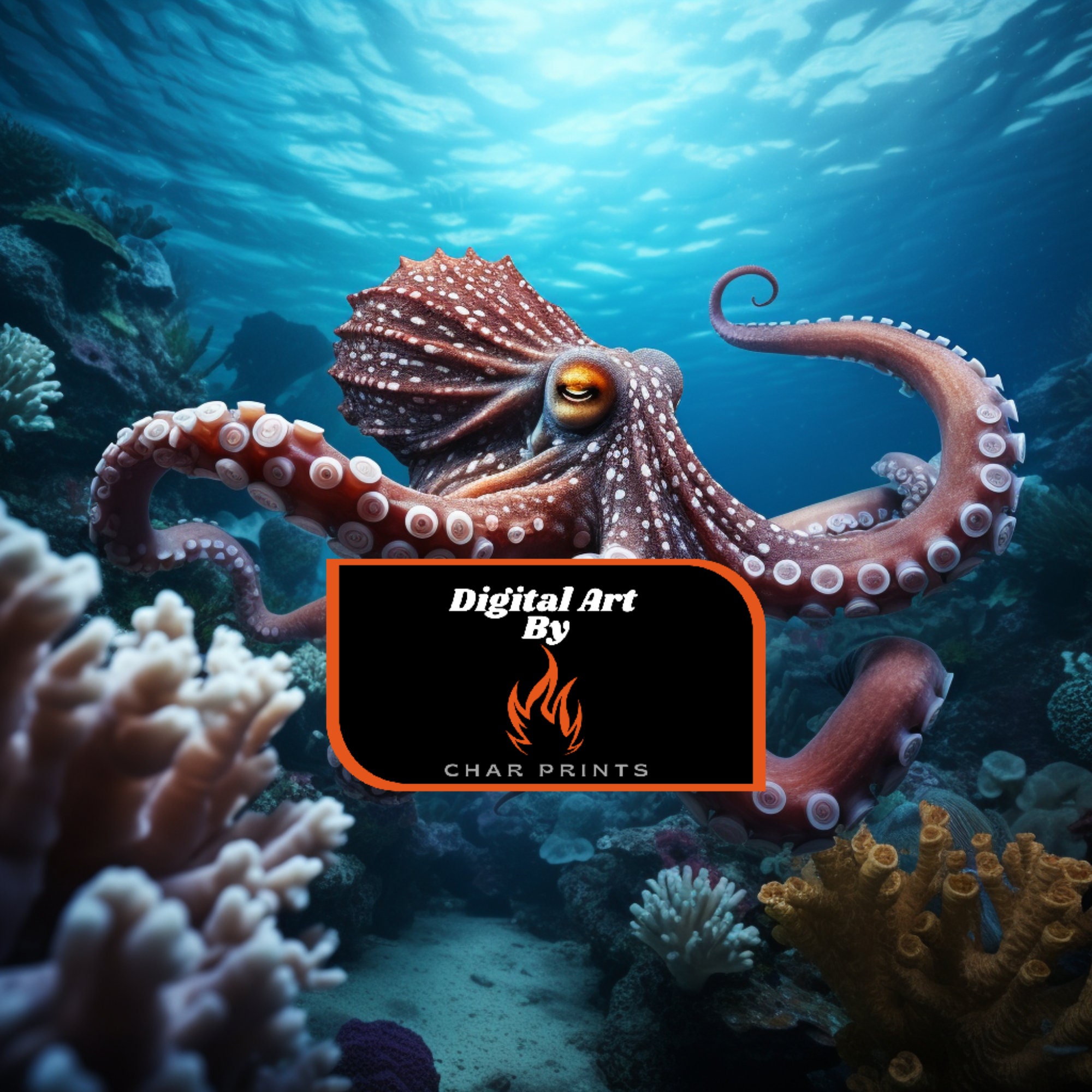 Octopus Realism Design Digital Art - Digital Download Design ...