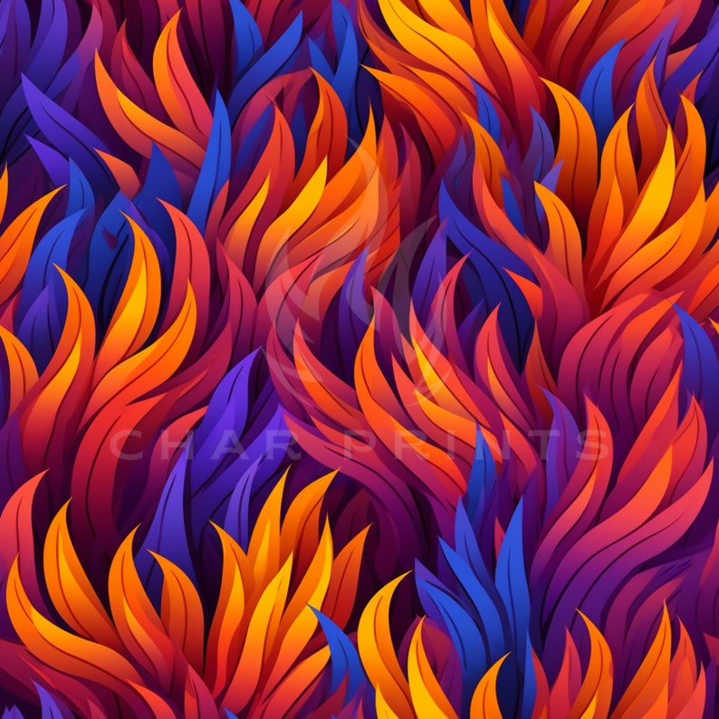 Feathered Flames Repeating Pattern - Digital Download Design - Seamless ...