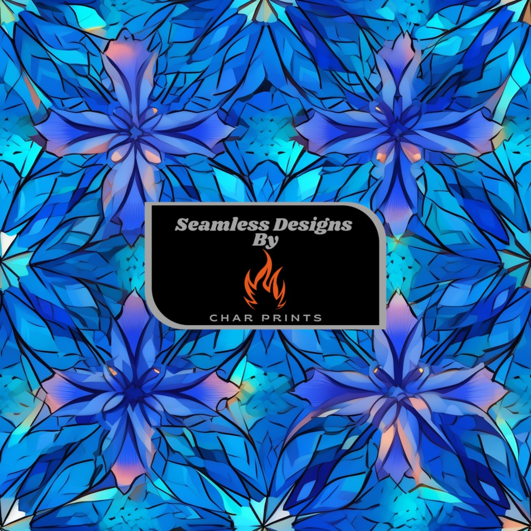 Blue Crystal Floral Repeating Pattern - Digital Download Design ...