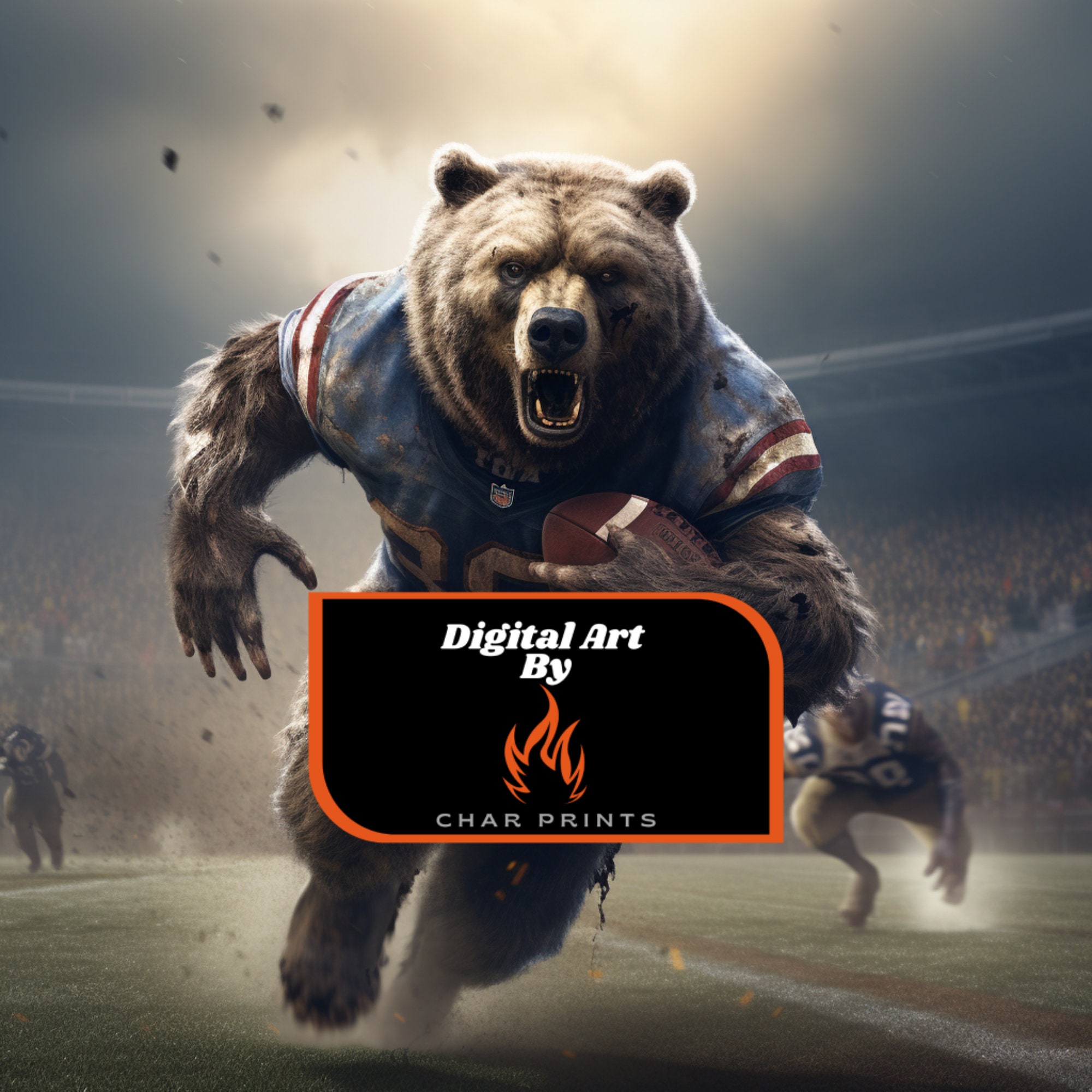 Bear Football - Chicago Design Digital Art - Digital Download Design ...